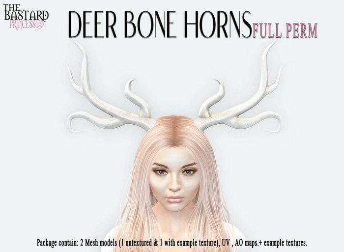Second Life Marketplace - The Bastard Princess - Deer Bone Horns FP